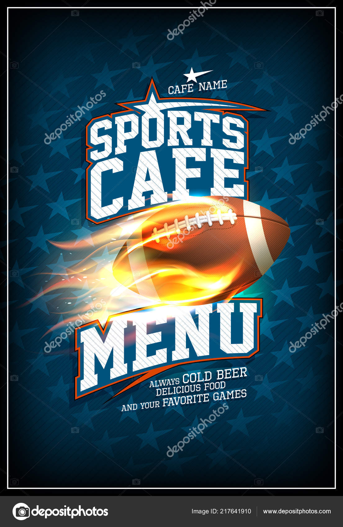 Sports Cafe Menu Card Design Concept Classic Leather Rugby Ball Stock ...