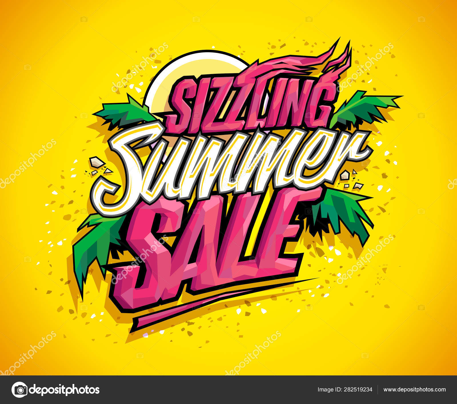 Sizzling summer sale vector banner, hot tropical design concept Stock ...
