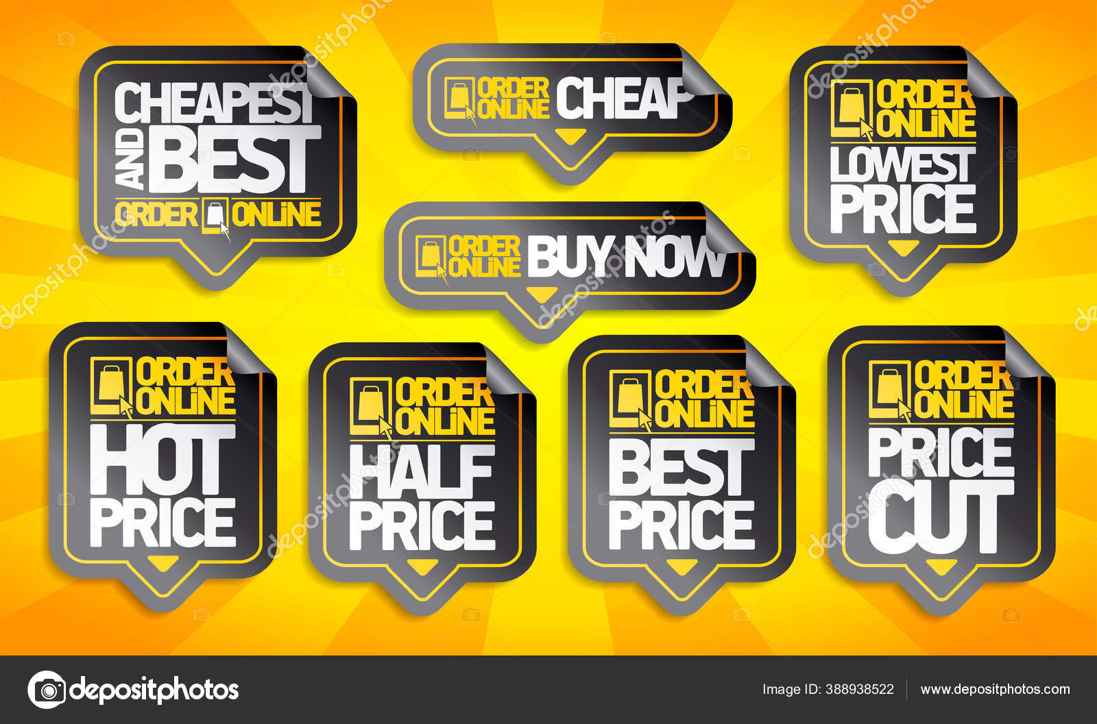 Order Online Price Tags Stickers Set Cheapest Best Buy Now Stock Vector ...