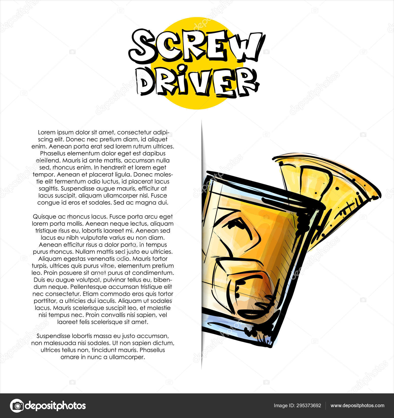 Ručně Nakreslené Znázornění Koktejlového Šroubováku Plakát Styl Náčrt ...