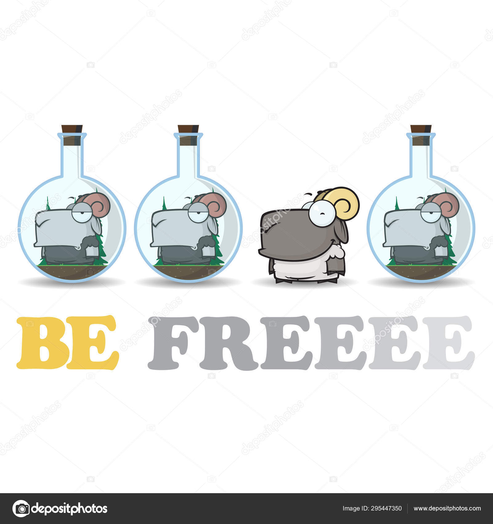 Abstract vector illustration of flask with cartoon sheep. EPS10 Stock ...