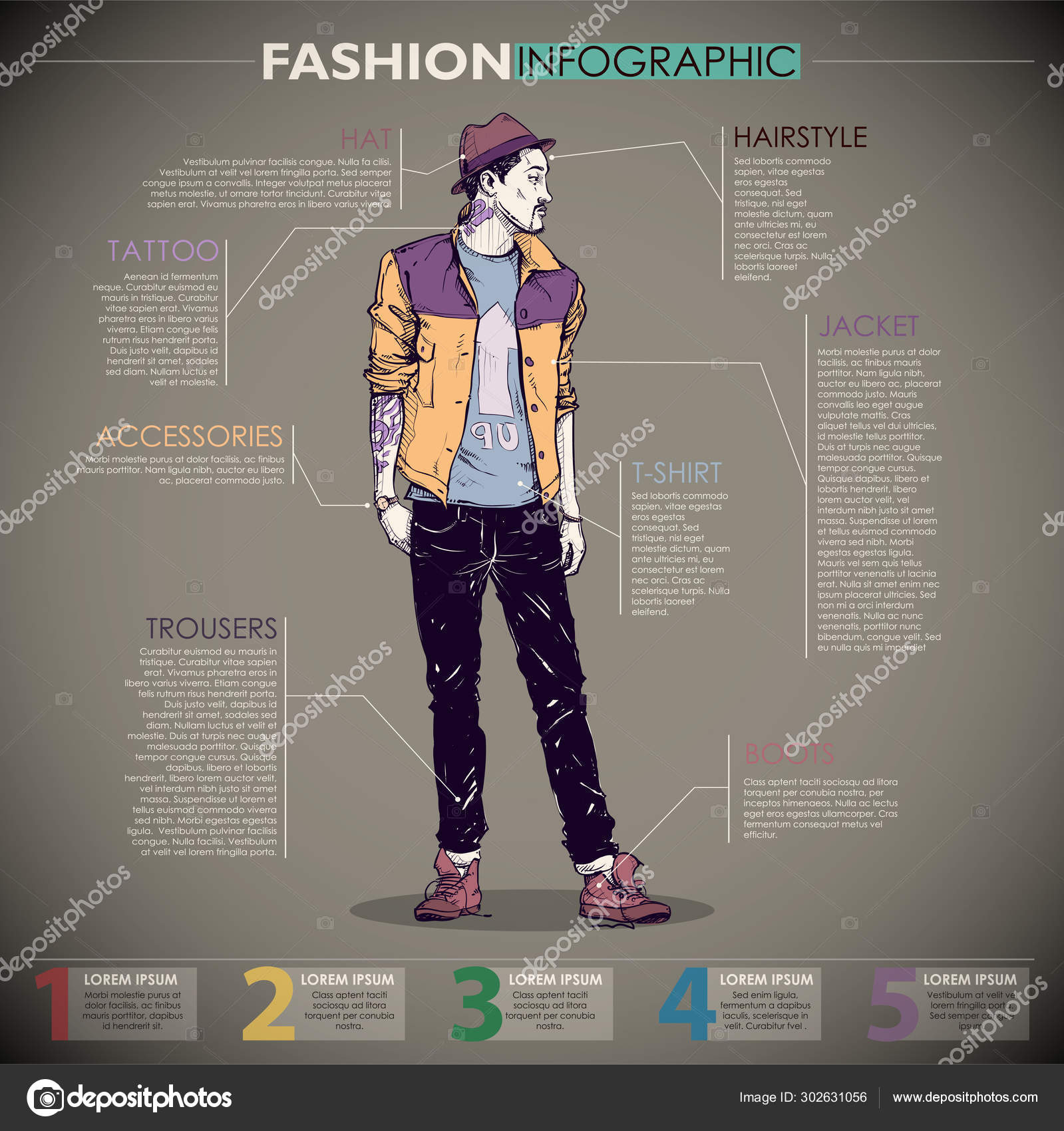 Infografía de moda. Colección vectorial . Vector de stock #302631056 de ...