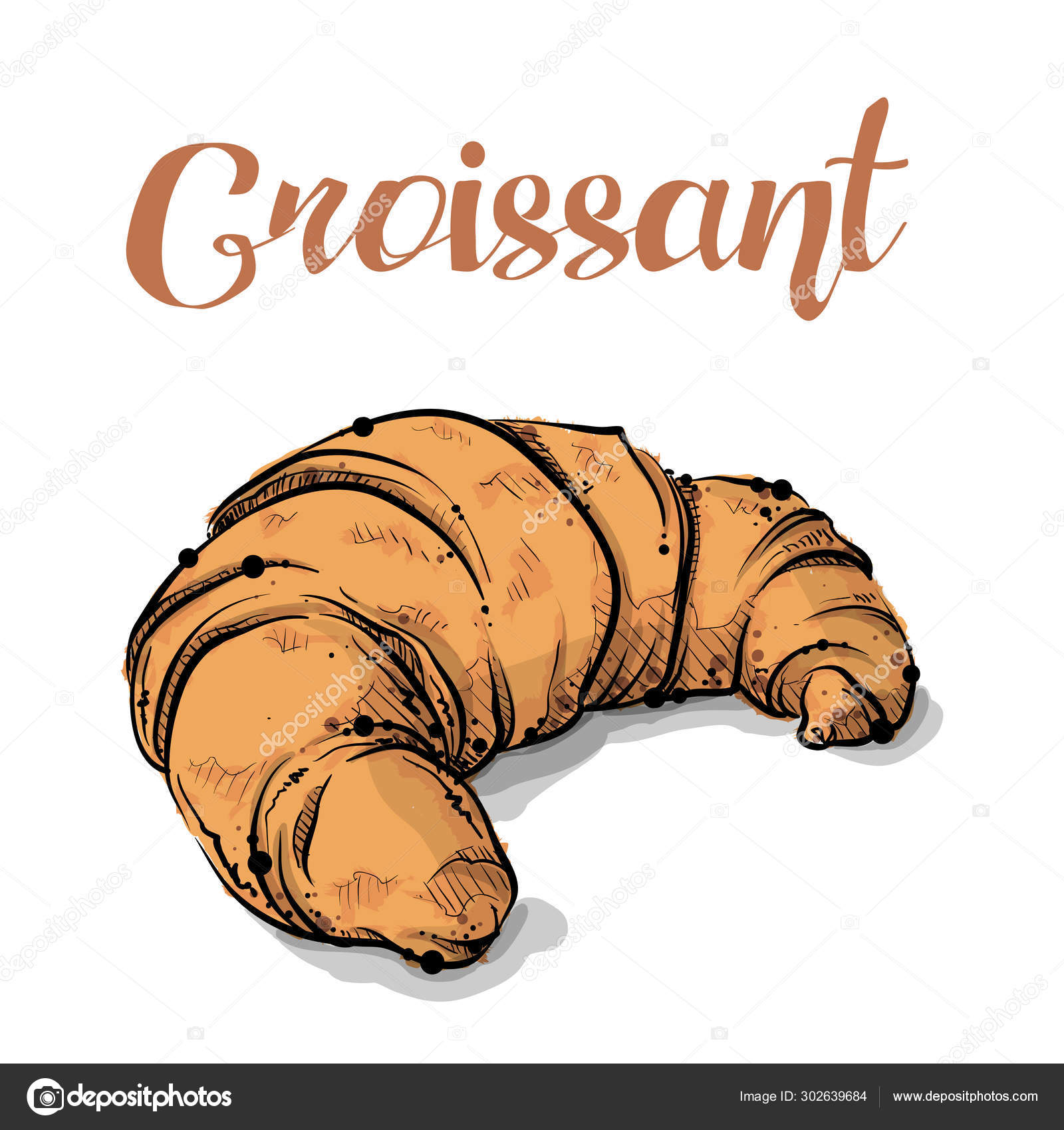 French Croissant Drawing