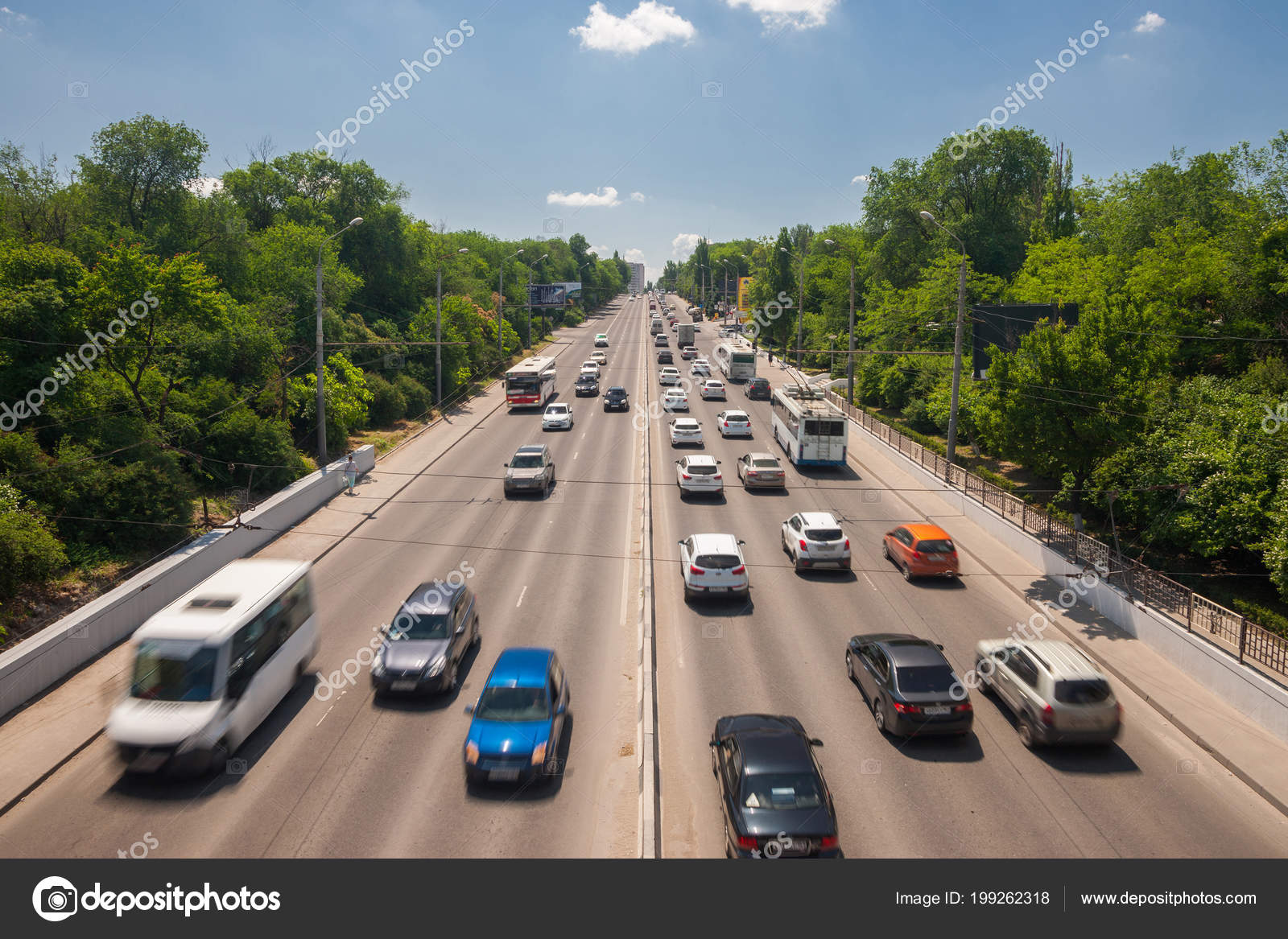 Traffic Flow Highway Rush Hour Sunny Hot Day Highway Multi Stock Photo ...