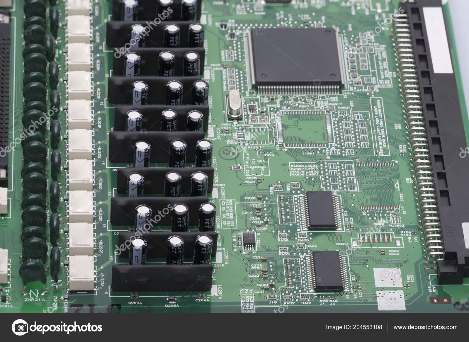 Electronic Components Mounted Device Board Chips Diodes Capacitors ...