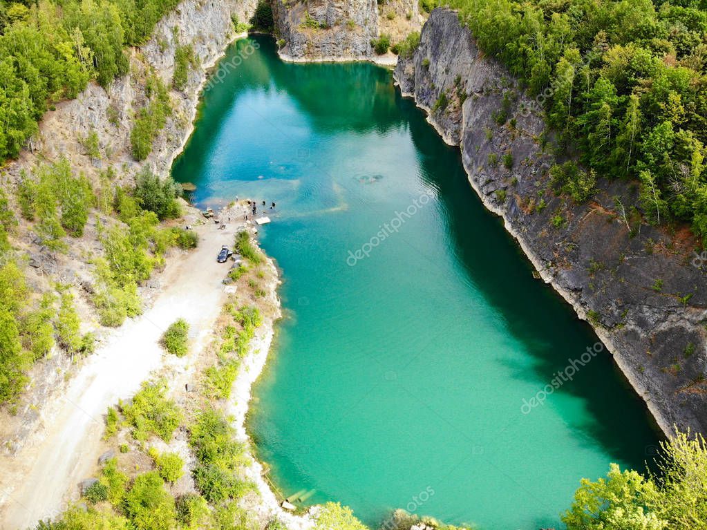 Vista aérea de Quarry. Sitio de buceo. Famosa ubicación para buceadores ...