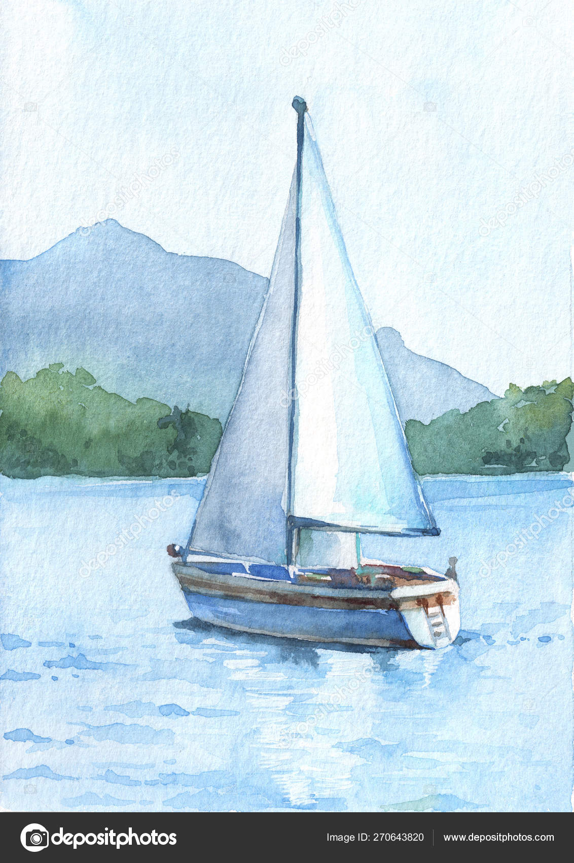 Sailboat Watercolor Painting