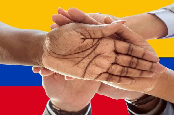 Colombia flag multicultural group of young people integration diversity ...