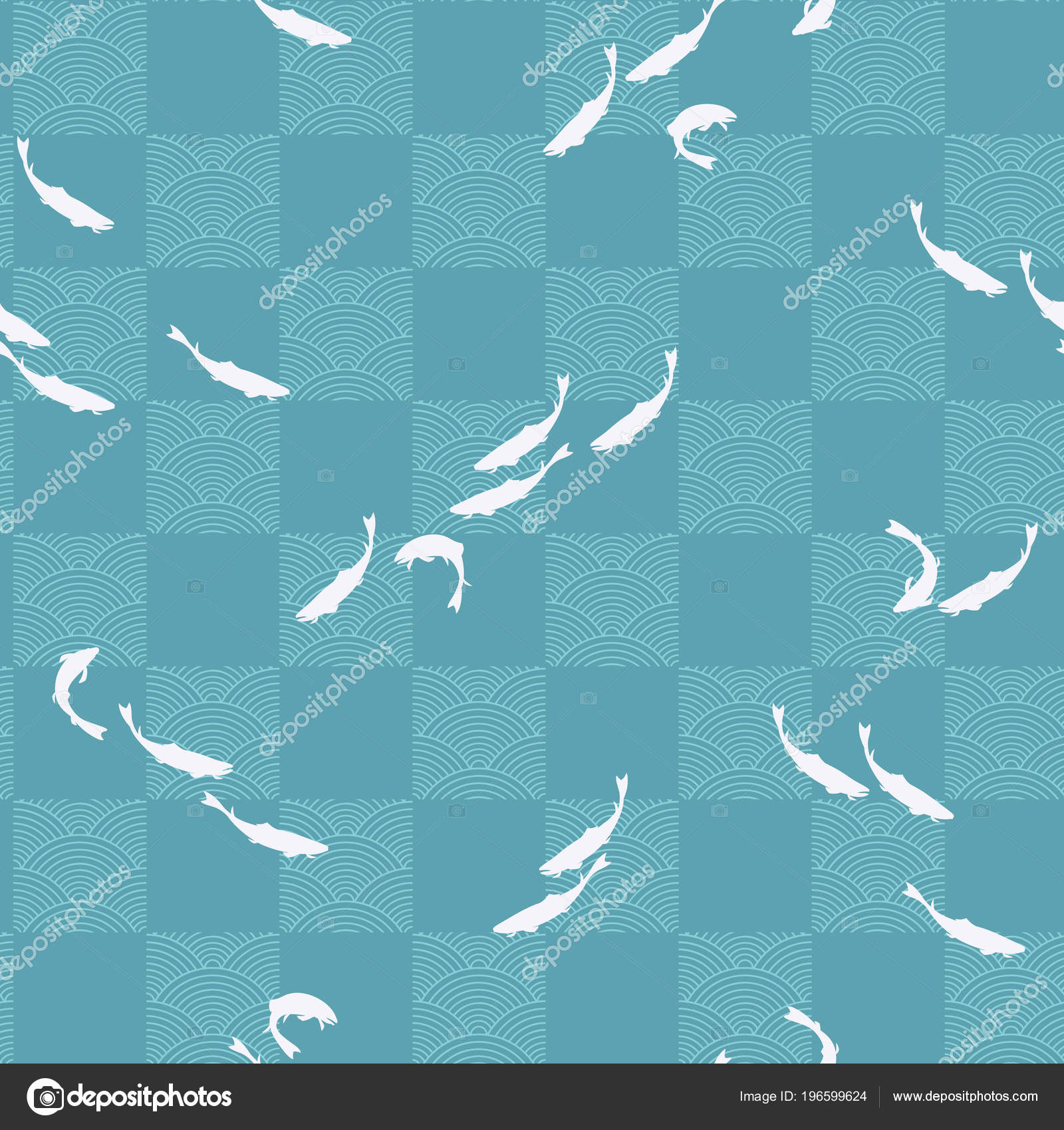 Japanese Style Fish Pattern Drew Japanese Style Fish Freehand Drawing ...