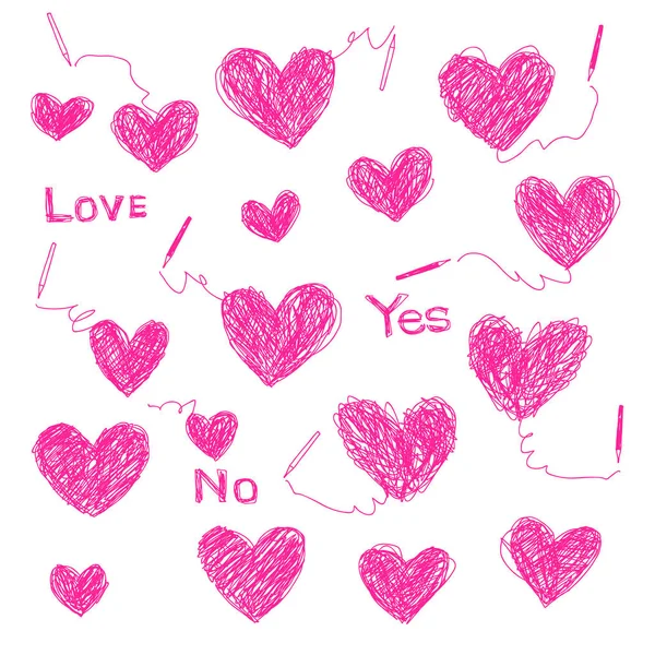 Valentine's Day Love and Hearts Sketchy Doodles Set — Stock Vector ...