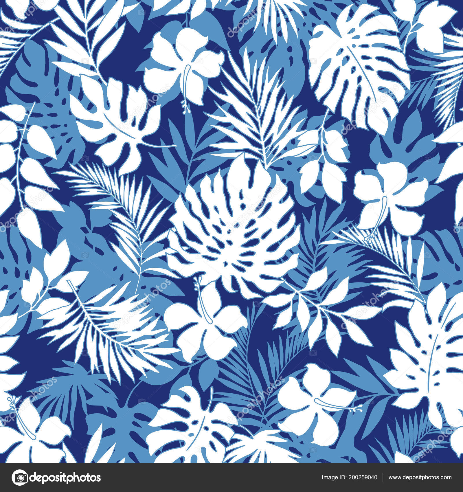 Tropical Plants Pattern Designed Tropical Plant Picture Seamless Stock ...