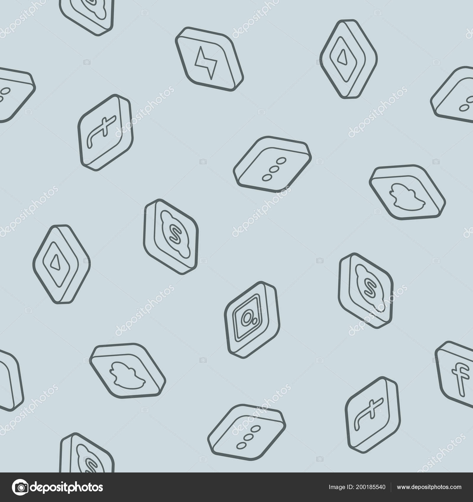 Social network outline isometric pattern Stock Vector Image by ©Netkoff ...