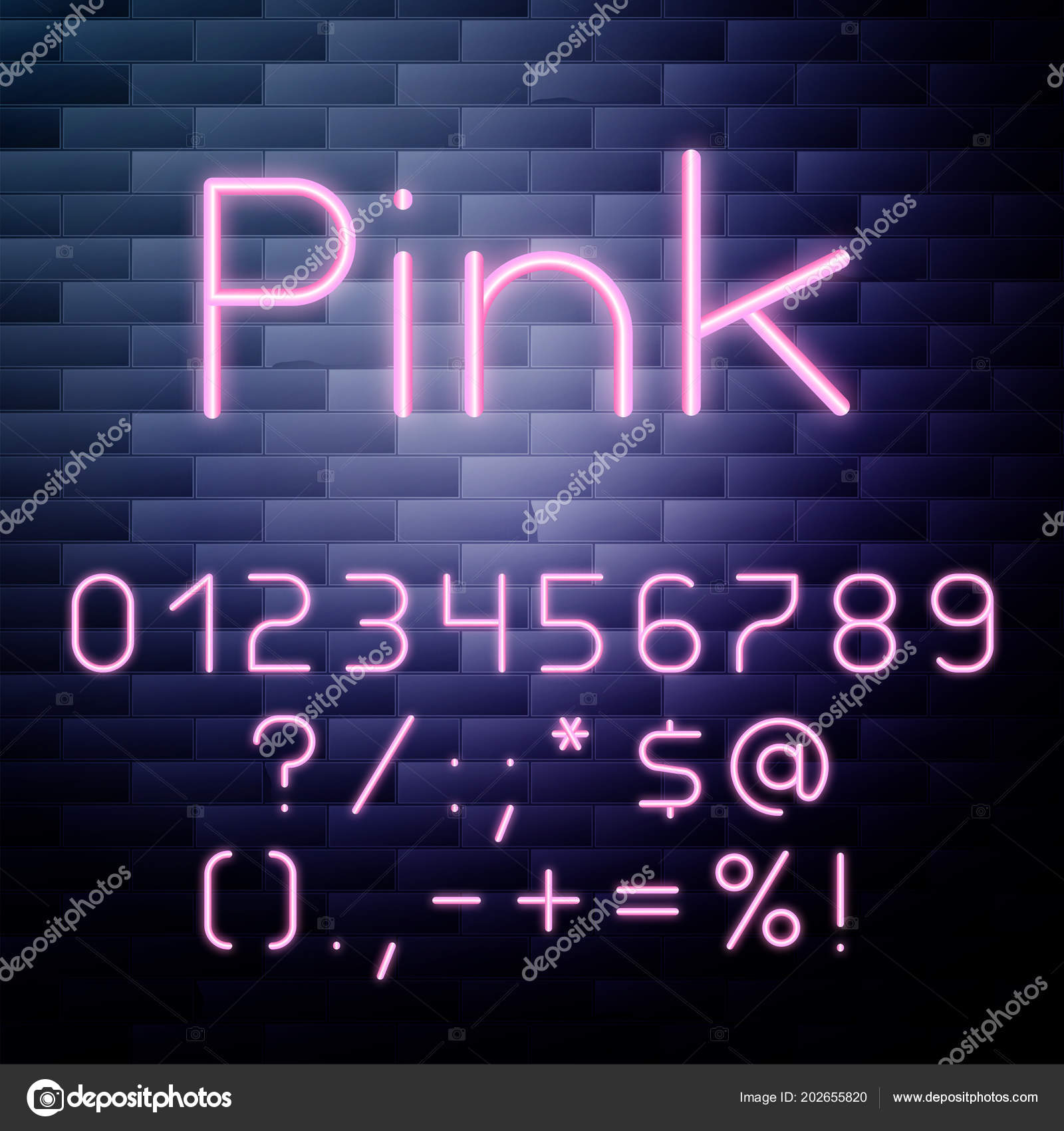 Pink Glowing neon alphabet numbers Stock Vector by ©Netkoff 202655820