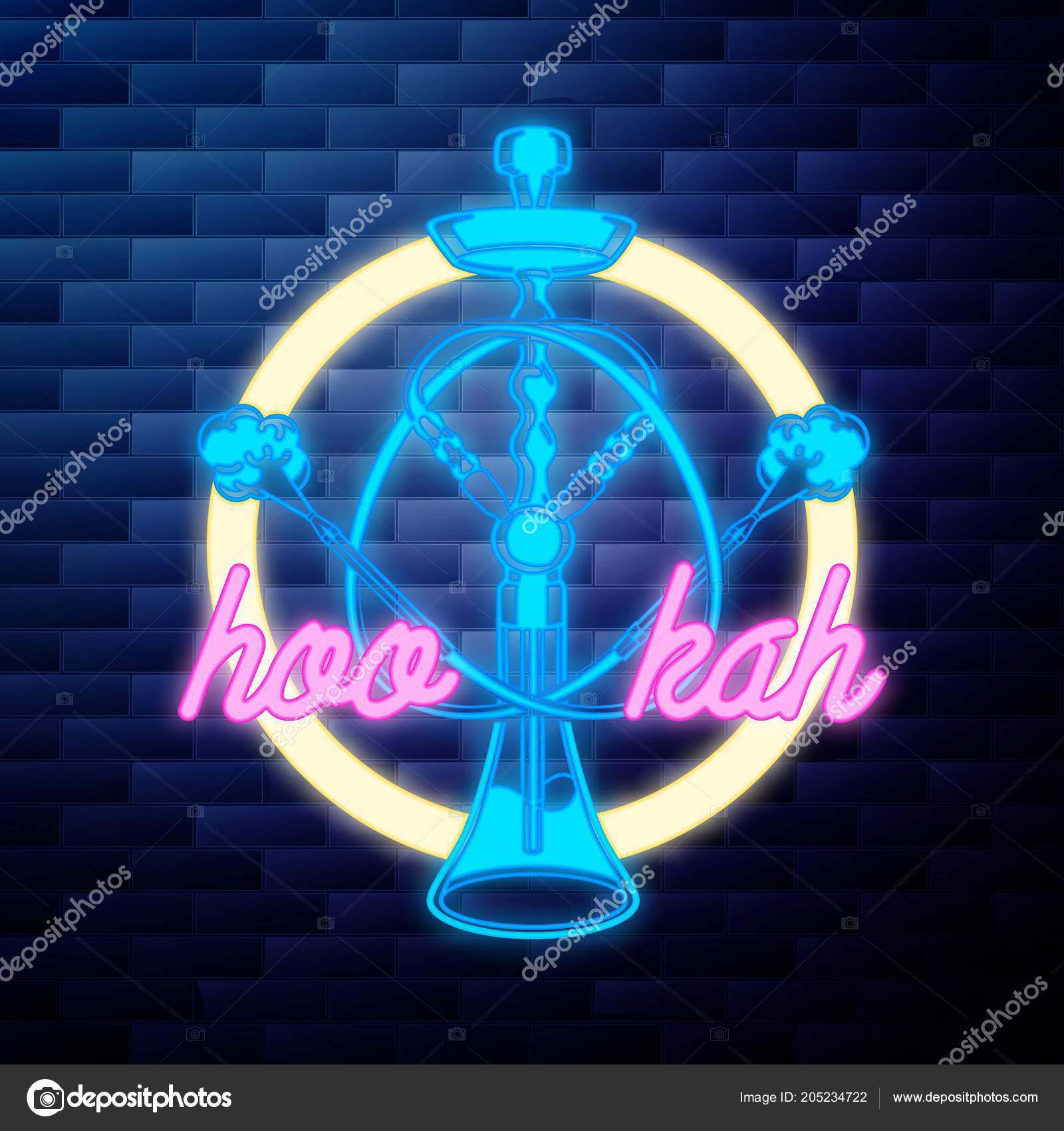 Vintage hookah emblem glowing neon Stock Vector Image by ©Netkoff ...