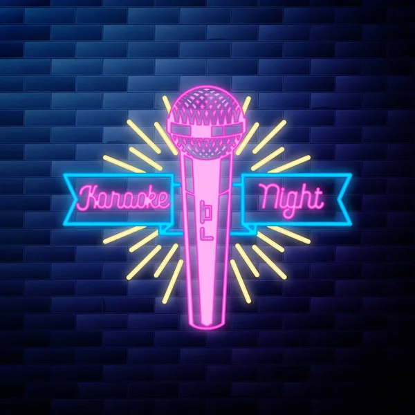 Vintage karaoke emblem glowing neon Stock Vector Image by ©Netkoff ...
