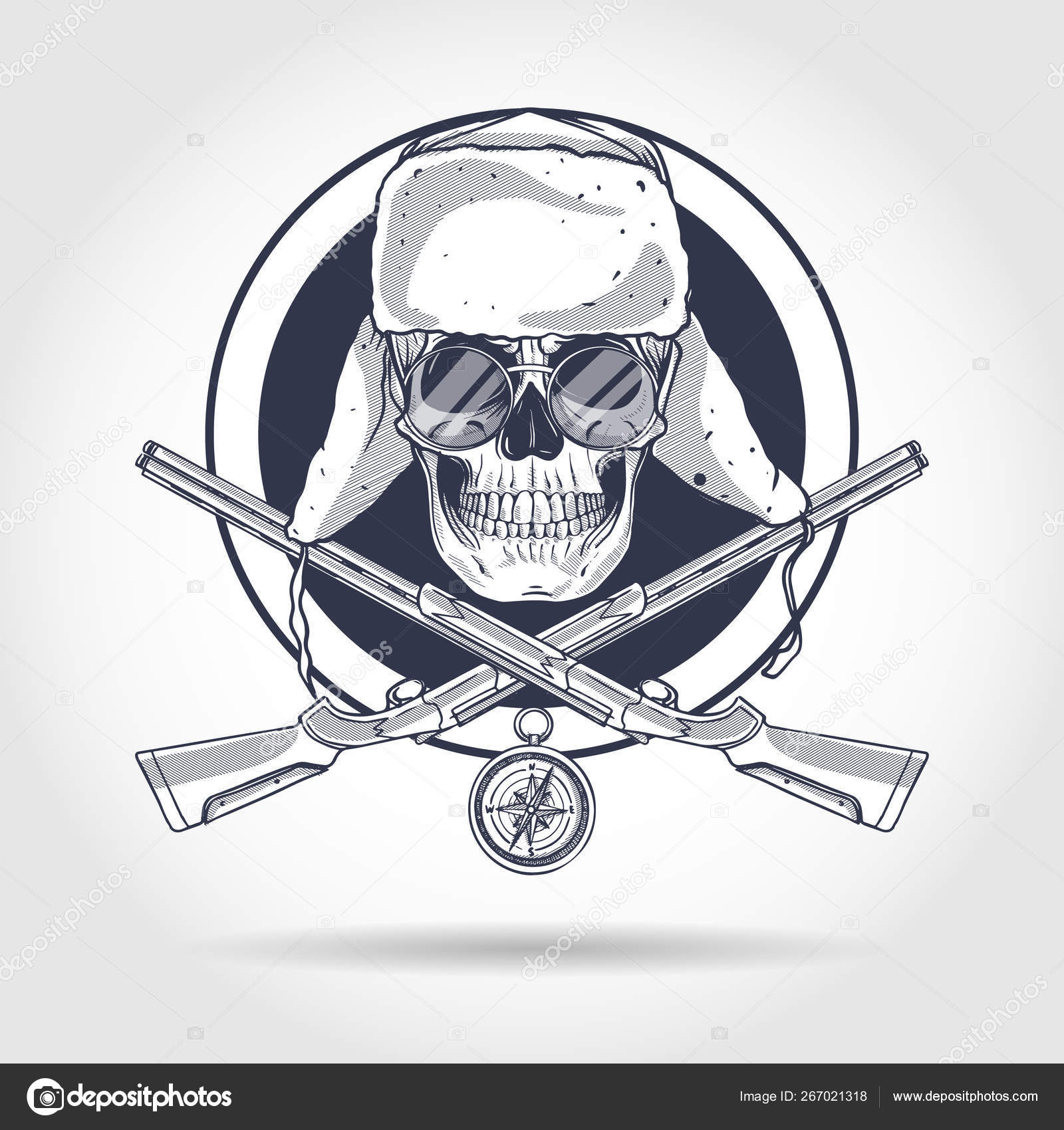 Hand drawn hunter skull Stock Vector by ©Netkoff 267021318