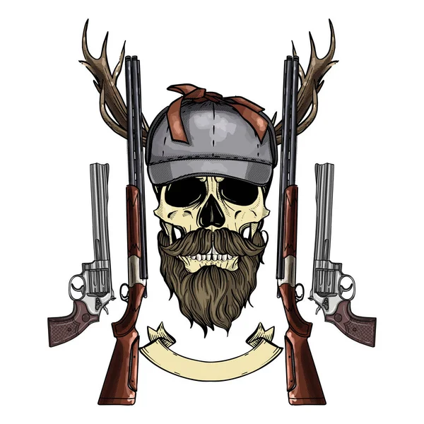 Hand drawn hunter skull Stock Vector Image by ©Netkoff #292262640