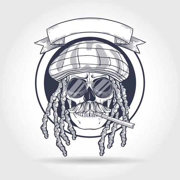 Sketch, skull rastaman. — Stock Vector © Netkoff #256197794