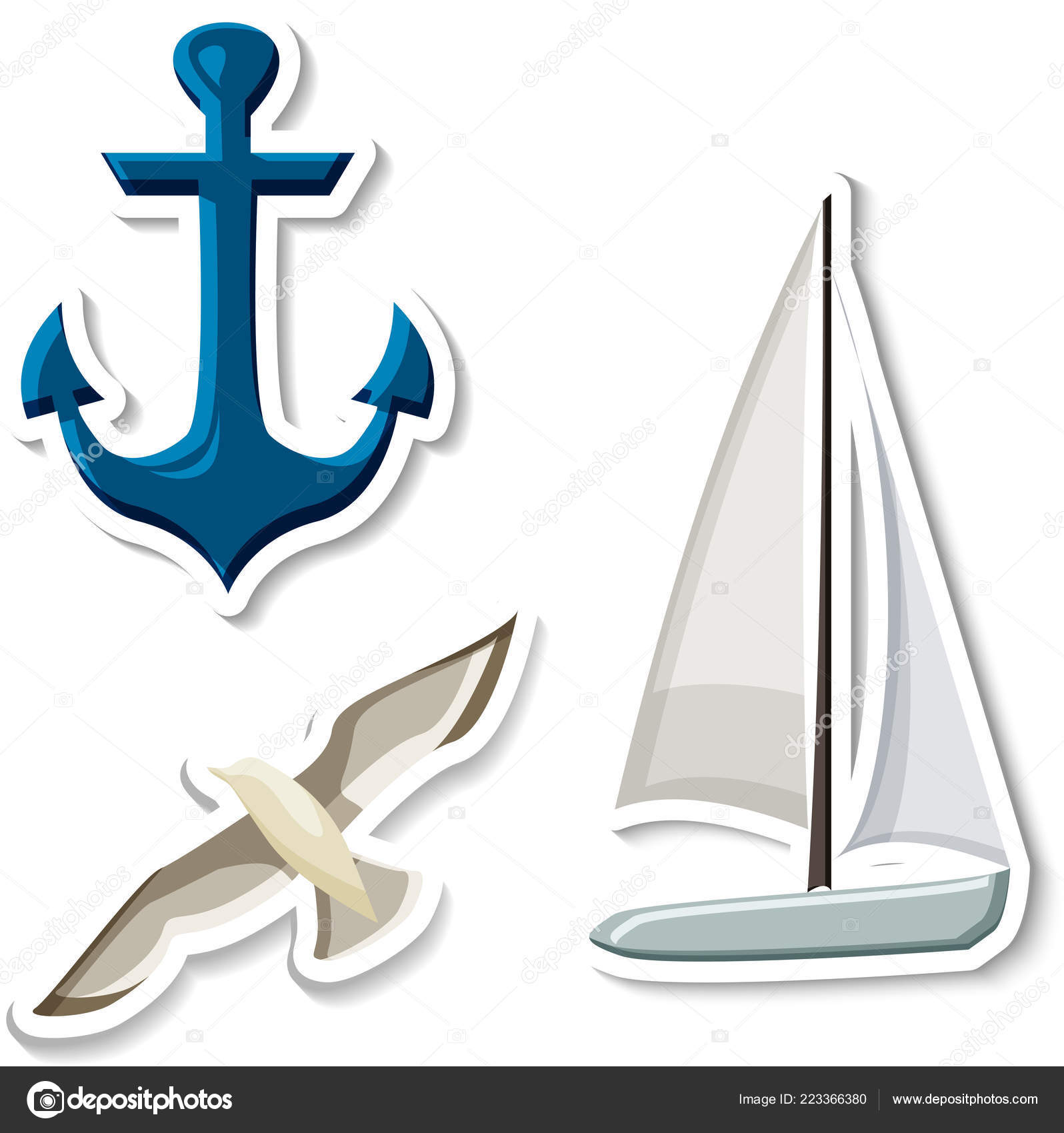 Marine stickers isolated on white. Stock Vector by ©Svetlaboro 223366380