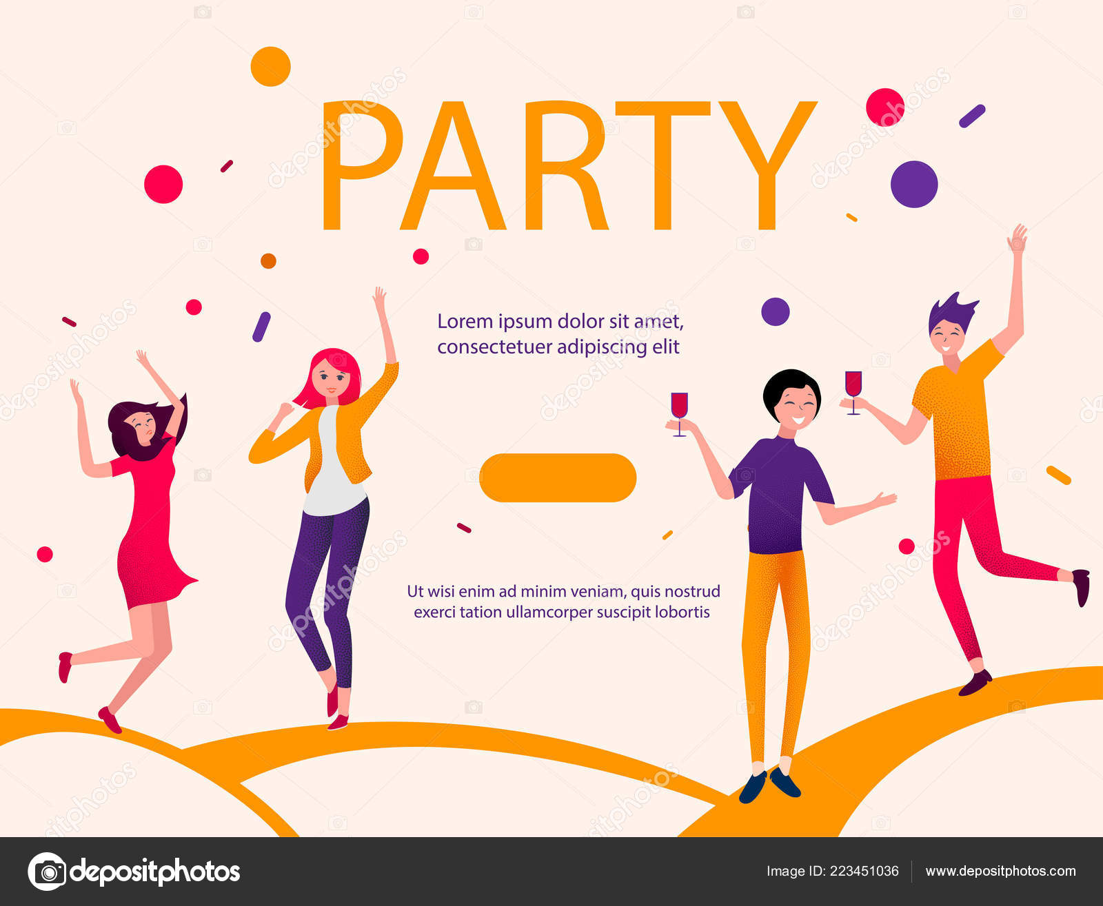 Party poster or invitation template with happy people. Stock Vector by ...