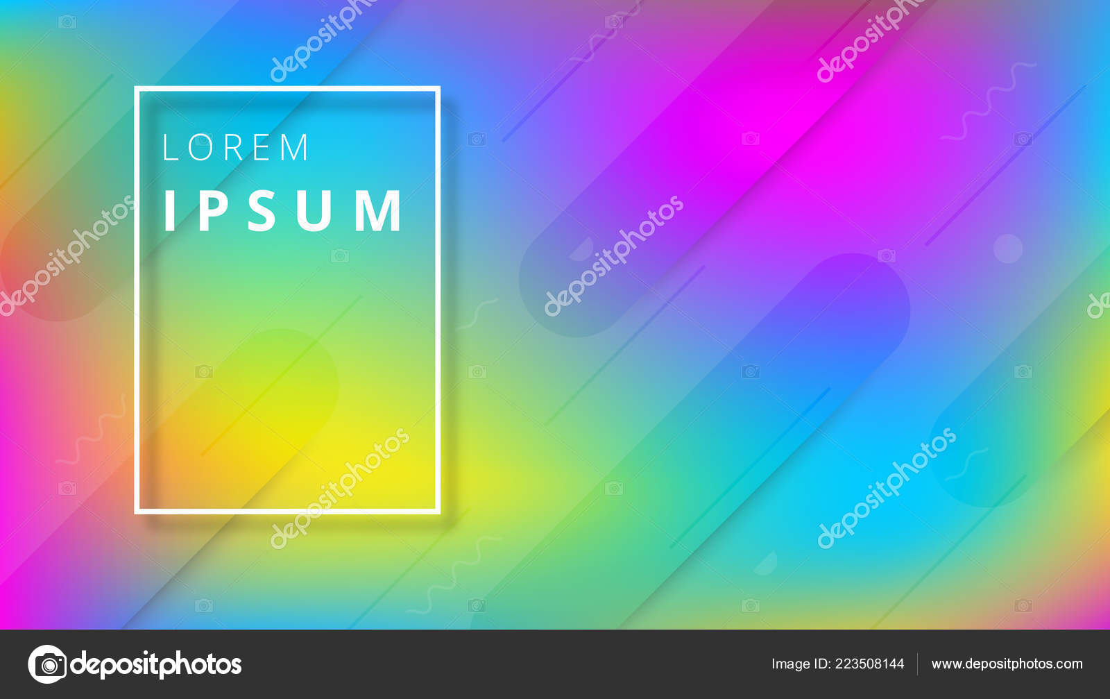 Bright Colorful Spectrum Background White Frame Abstract Geometric ...