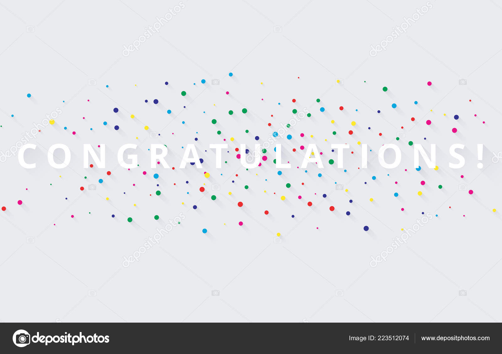 White congratulations paper card with colorful confetti. Stock Vector ...