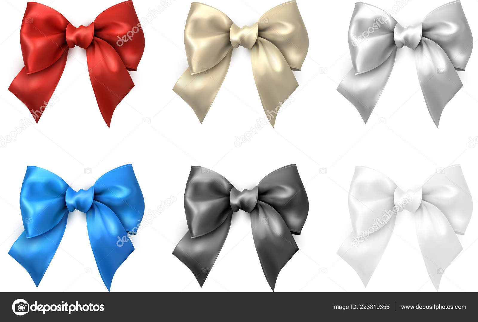 Colorful realistic satin bows isolated on white. Stock Vector by ...