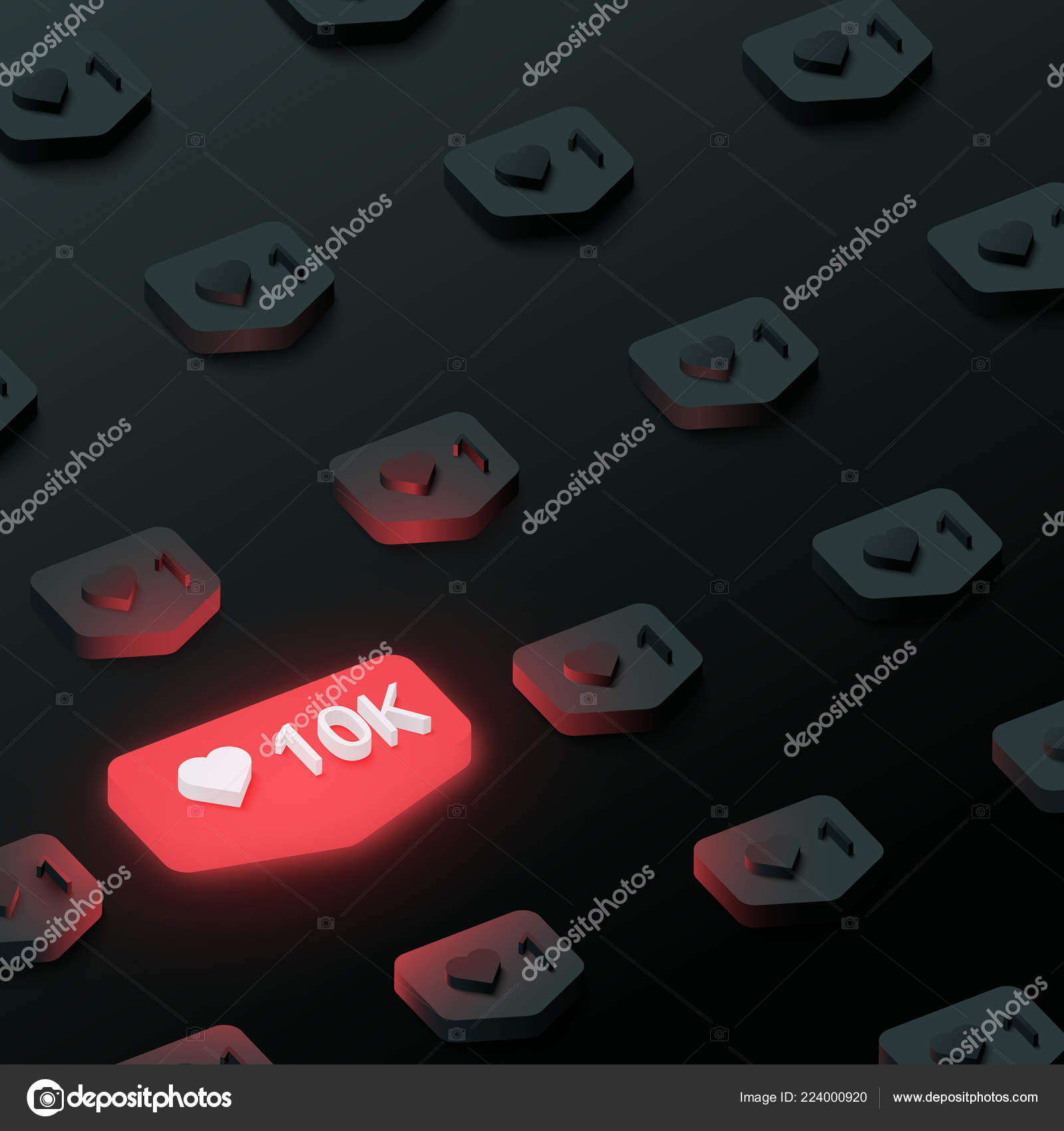 Black background with red 10k likes counter web sign. Stock Vector by ...