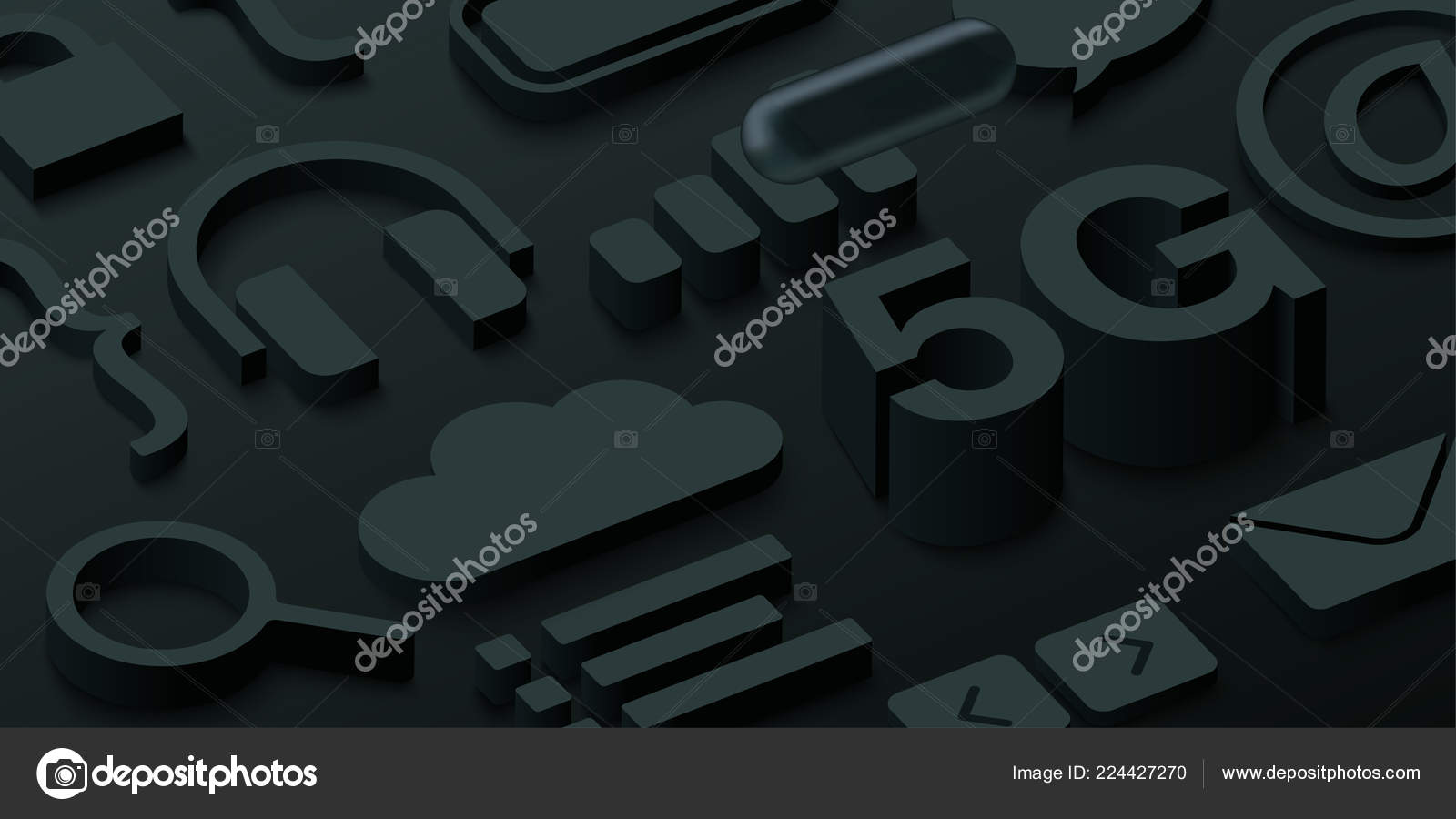 Musta 3d 5G tausta web-symbolit ., aineistopankin vektori, tekijä ...