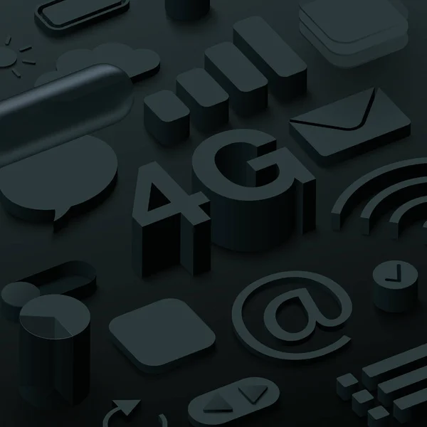 Black 3d app background with web symbols. Stock Vector by ©Svetlaboro ...