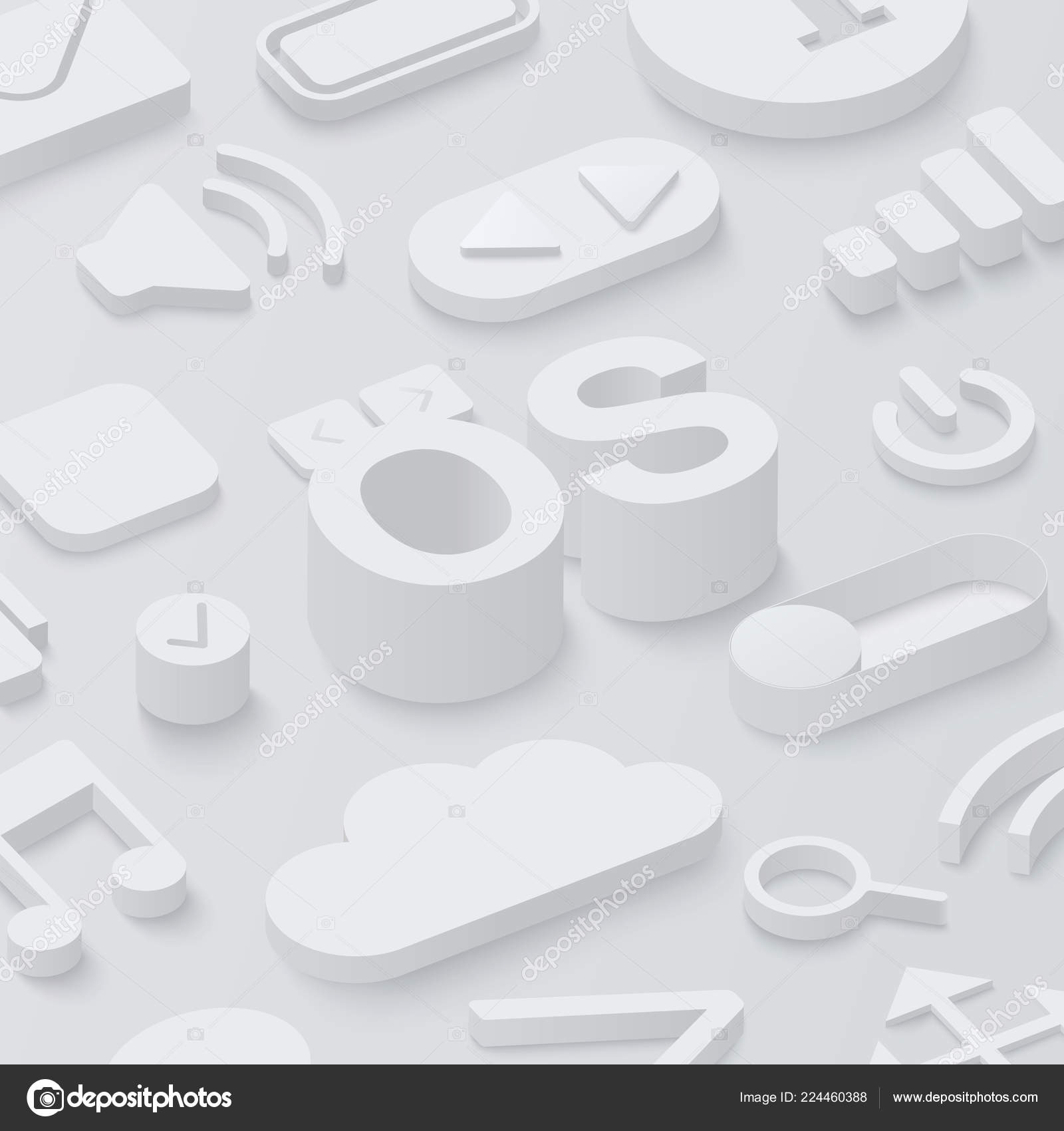 Grey 3d operating system background with web symbols. Stock Vector by ...