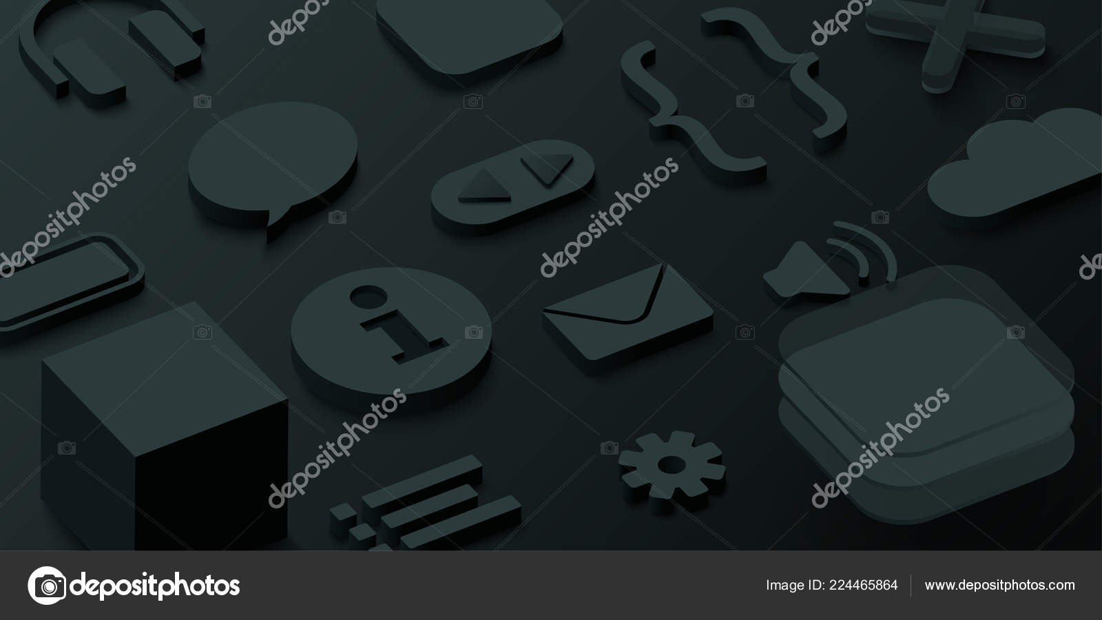 Black 3d background with web symbols. Stock Vector Image by ©Svetlaboro ...