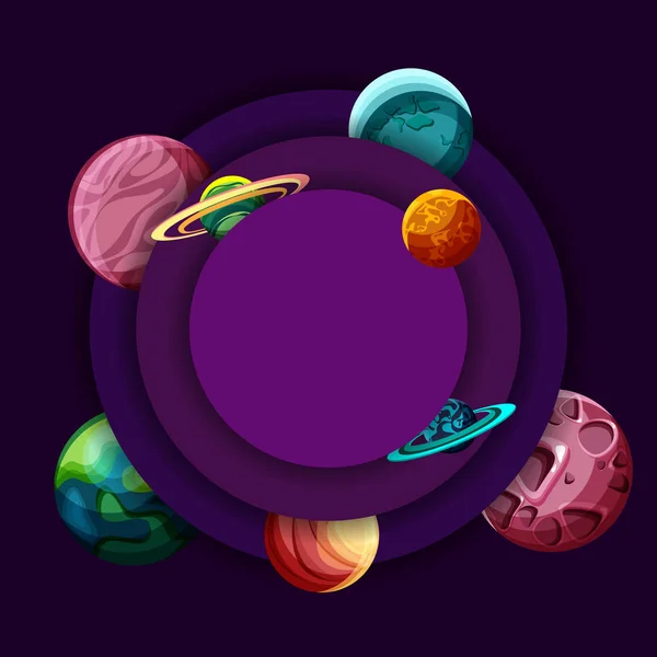 Oval frame with planets on purple background. Stock Vector by ...