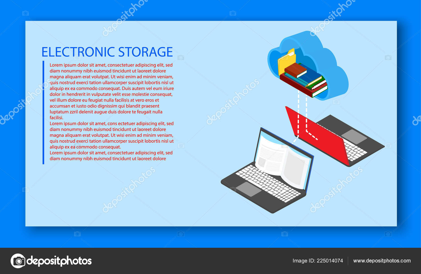 Electronic storage background with cloud and laptops. Stock Vector by ...