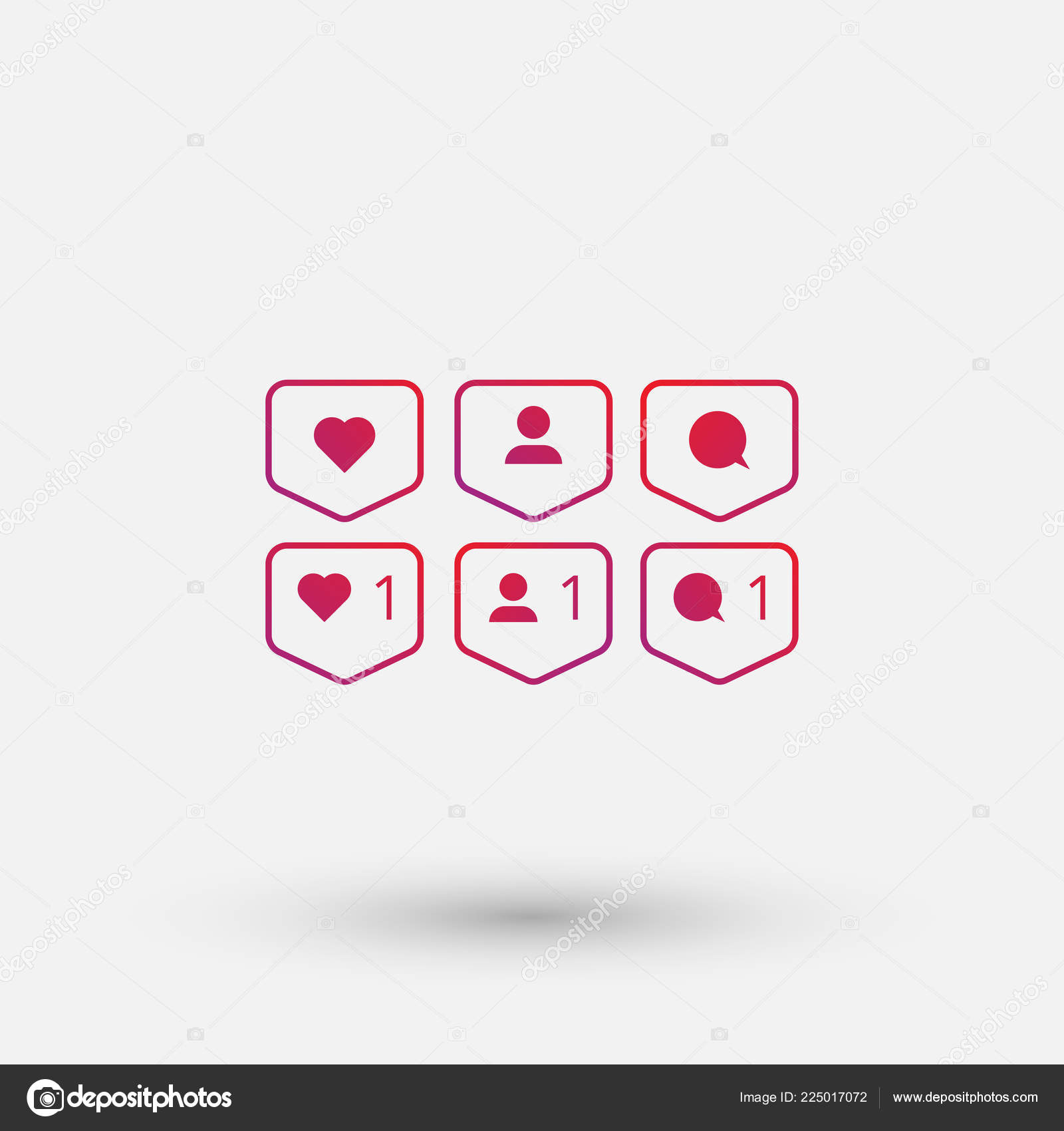 Red social network counter signs isolated on white. Stock Vector Image ...