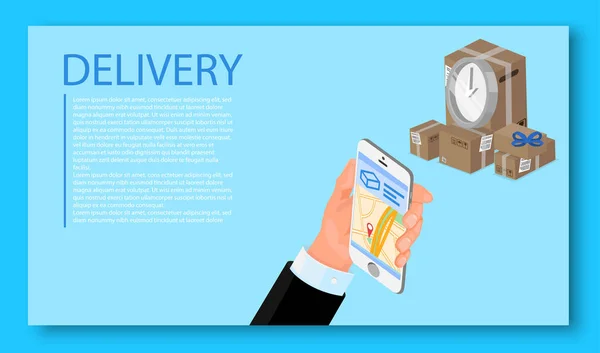 24 hours delivery service background with clock and boxes. Stock Vector ...