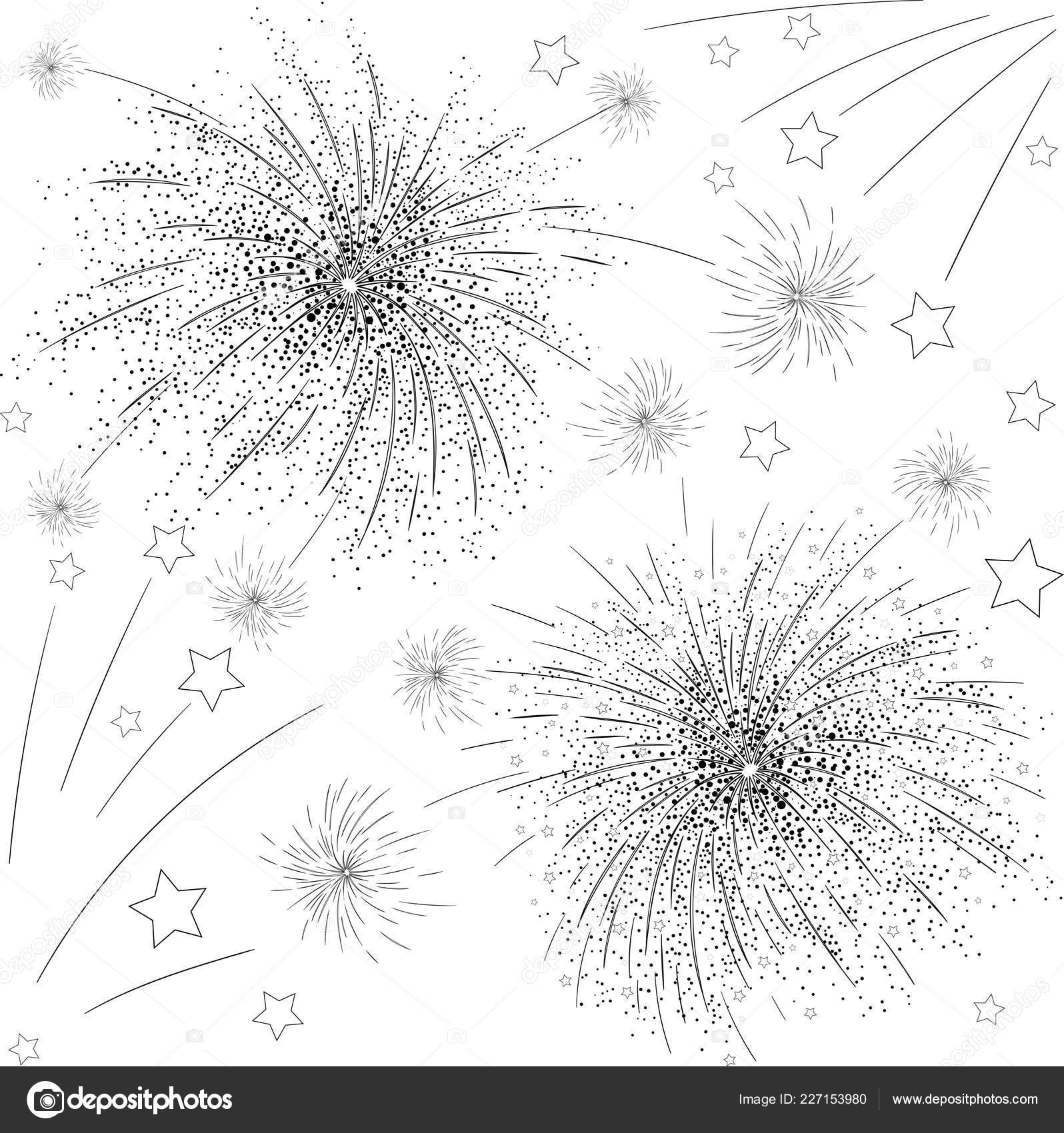 Fireworks Black And White Background