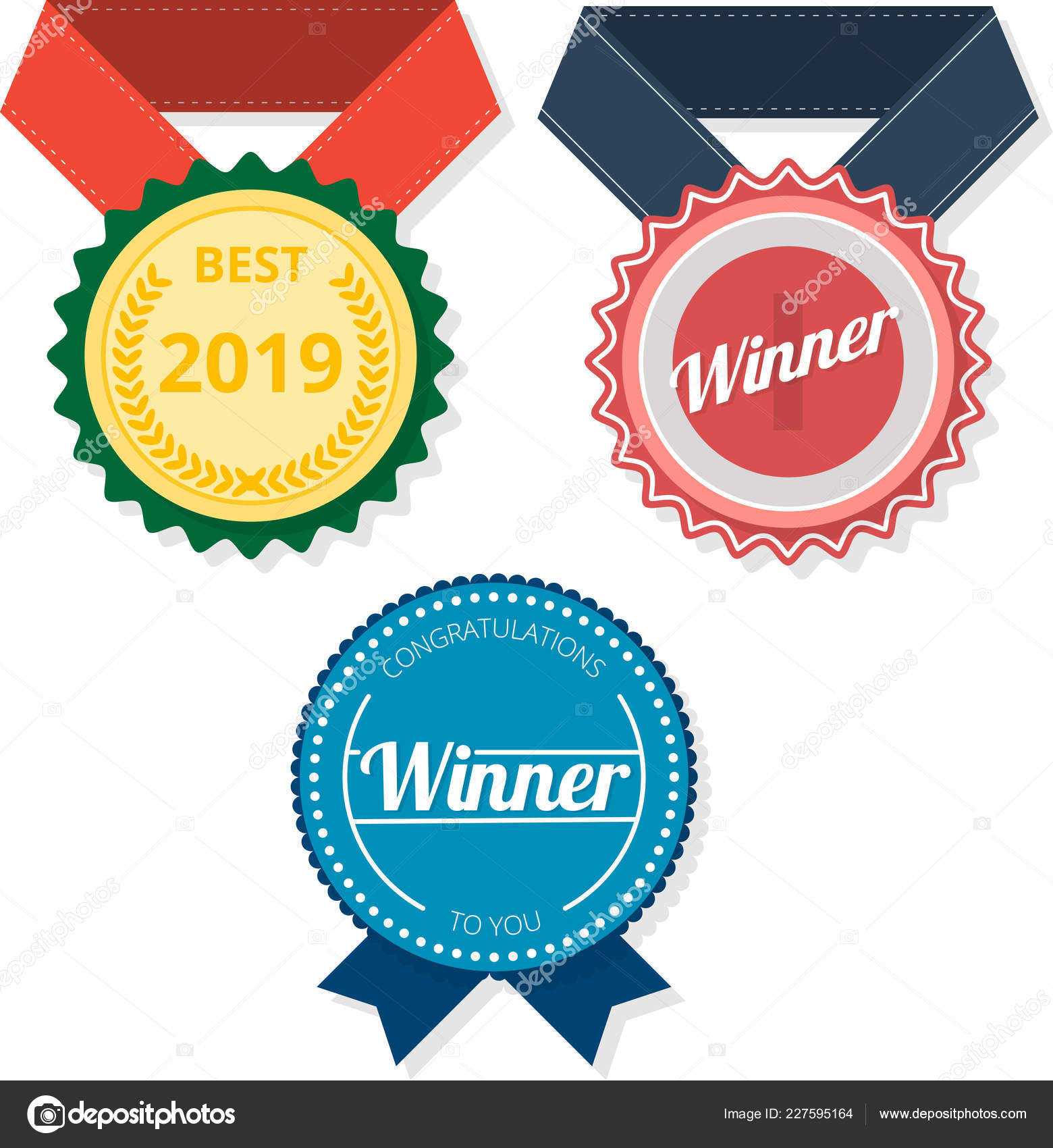 Winner and best 2019 awards isolated on white. Stock Vector Image by ...