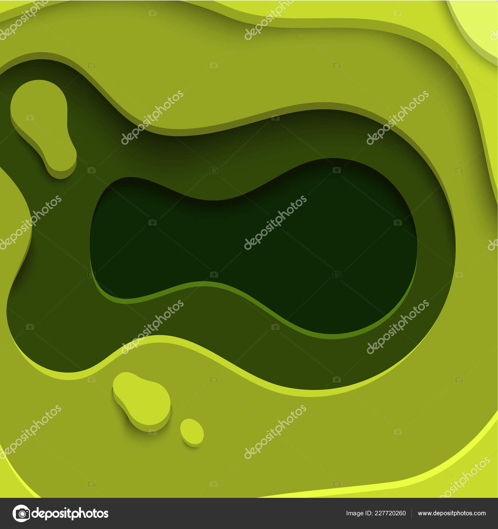 Green abstract background with paper cut shapes. Stock Vector Image by ...
