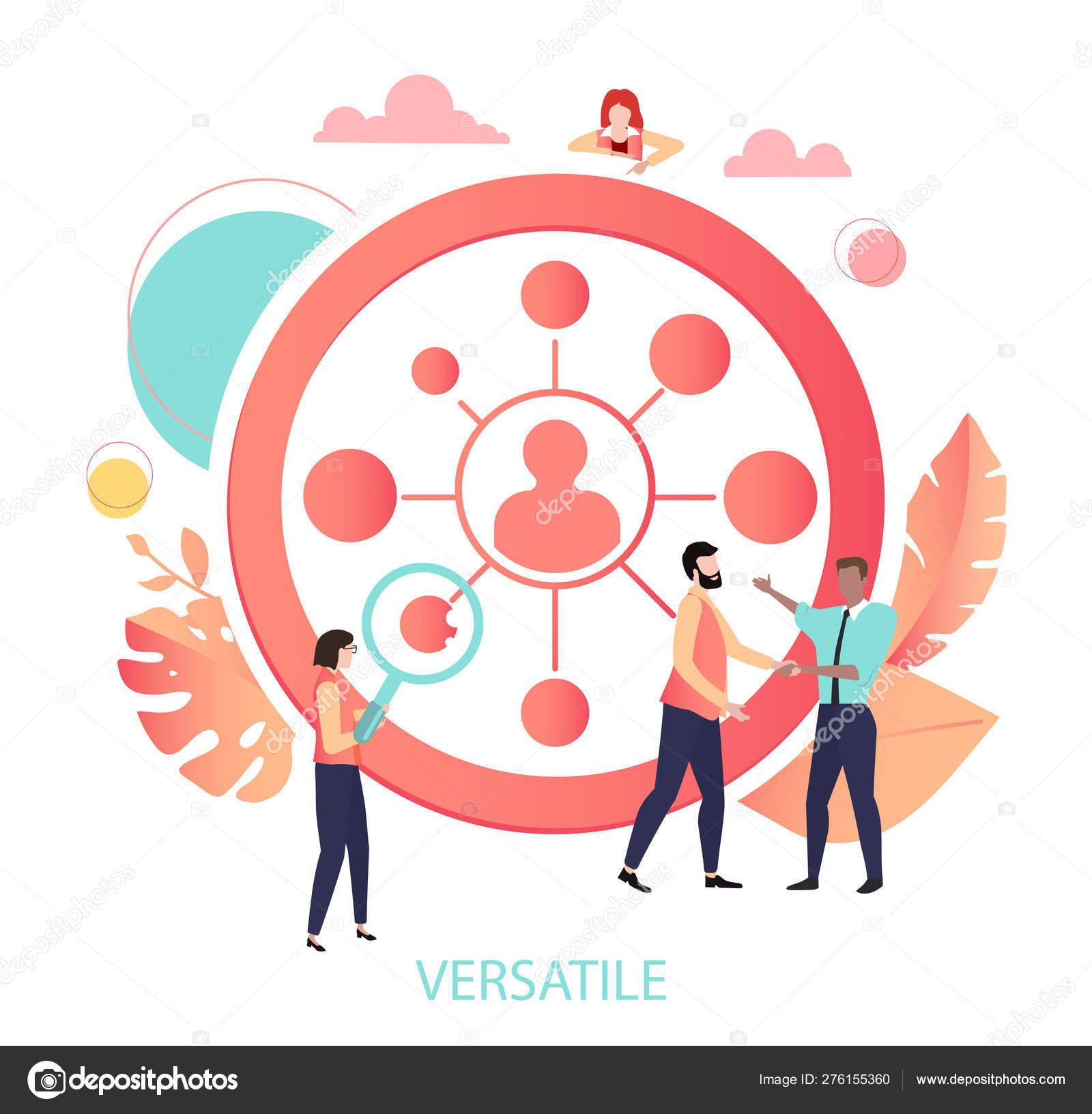 Cooperation, communication, versatile. People meet, agreed, work Stock ...