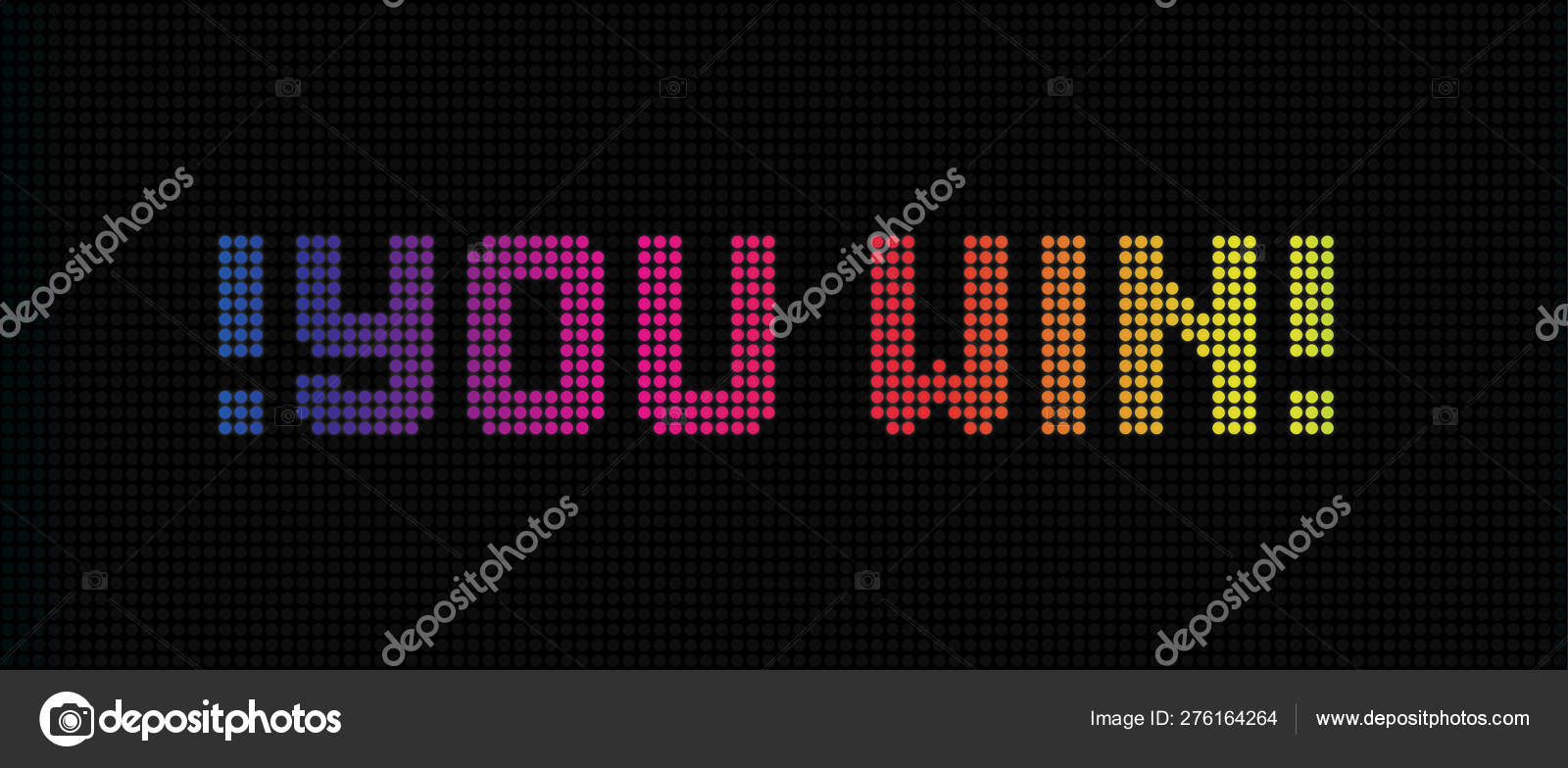 You win neon digital banner. Bright spectrum signboard on black. Stock ...