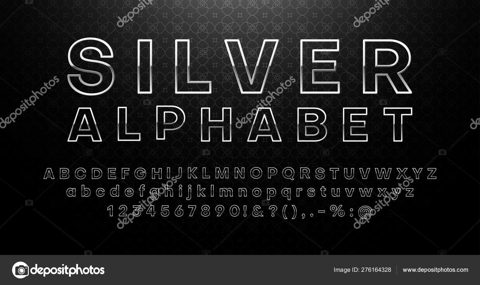 Silver latin alphabet and figures. Font design. Stock Vector Image by ...
