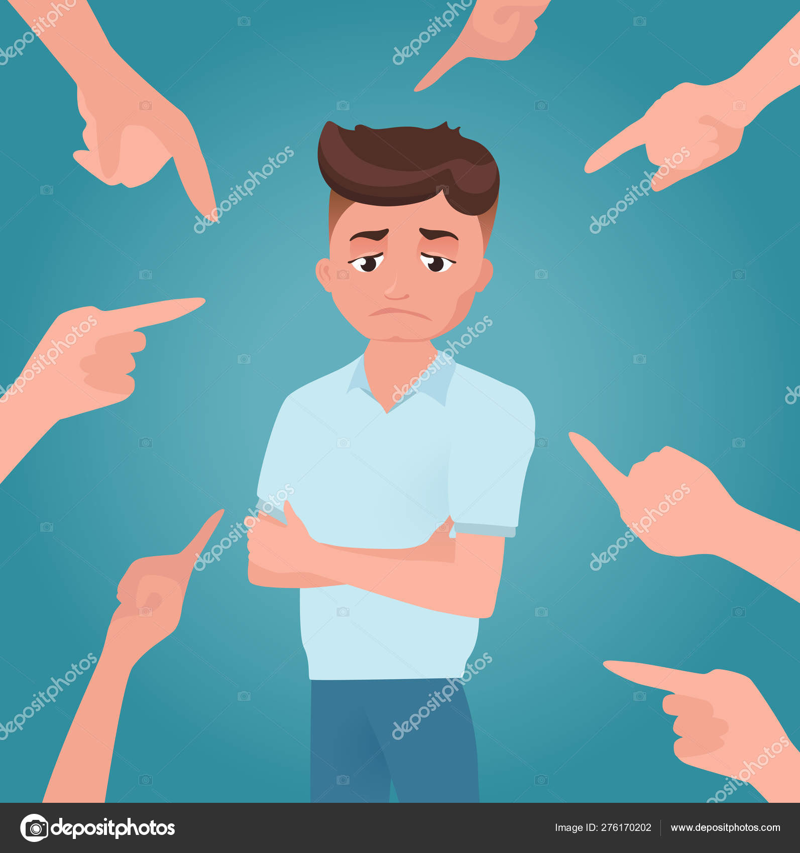 Man or boy is scolded, condemned, ordered. Upset or guilty perso Stock ...