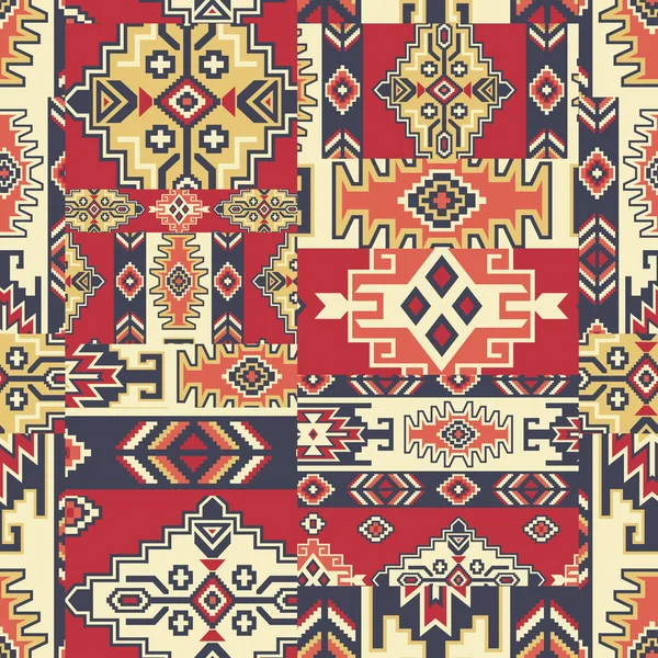 Native American Fabric Patchwork Wallpaper Vector Seamless Pattern ...