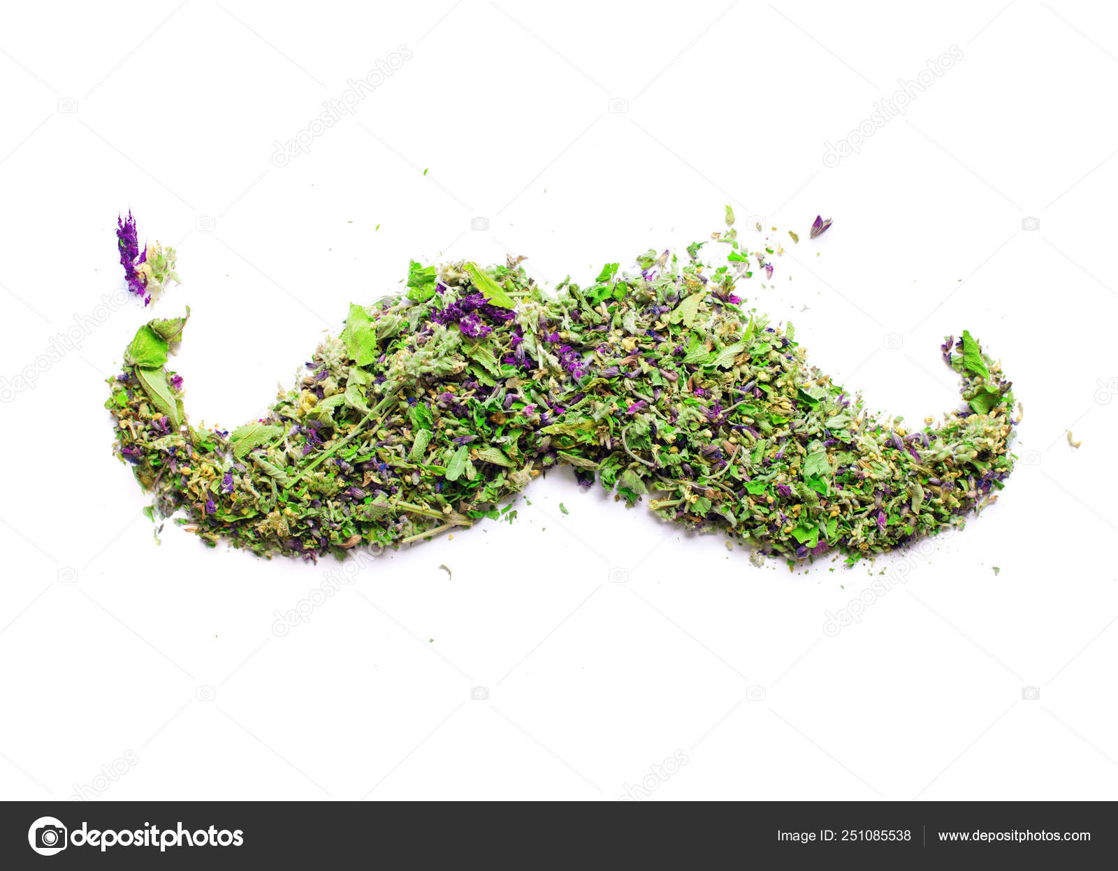 Green mustache from dried up herb sage and melissa — Stock Photo ...