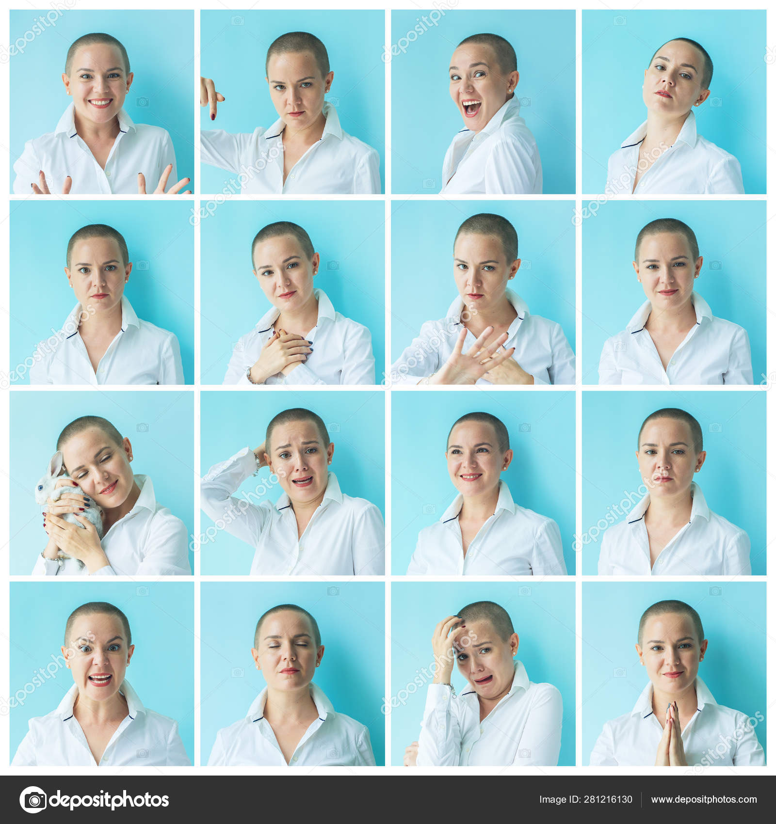 Human expression, facial emotions. Set with portraits Stock Photo by ...