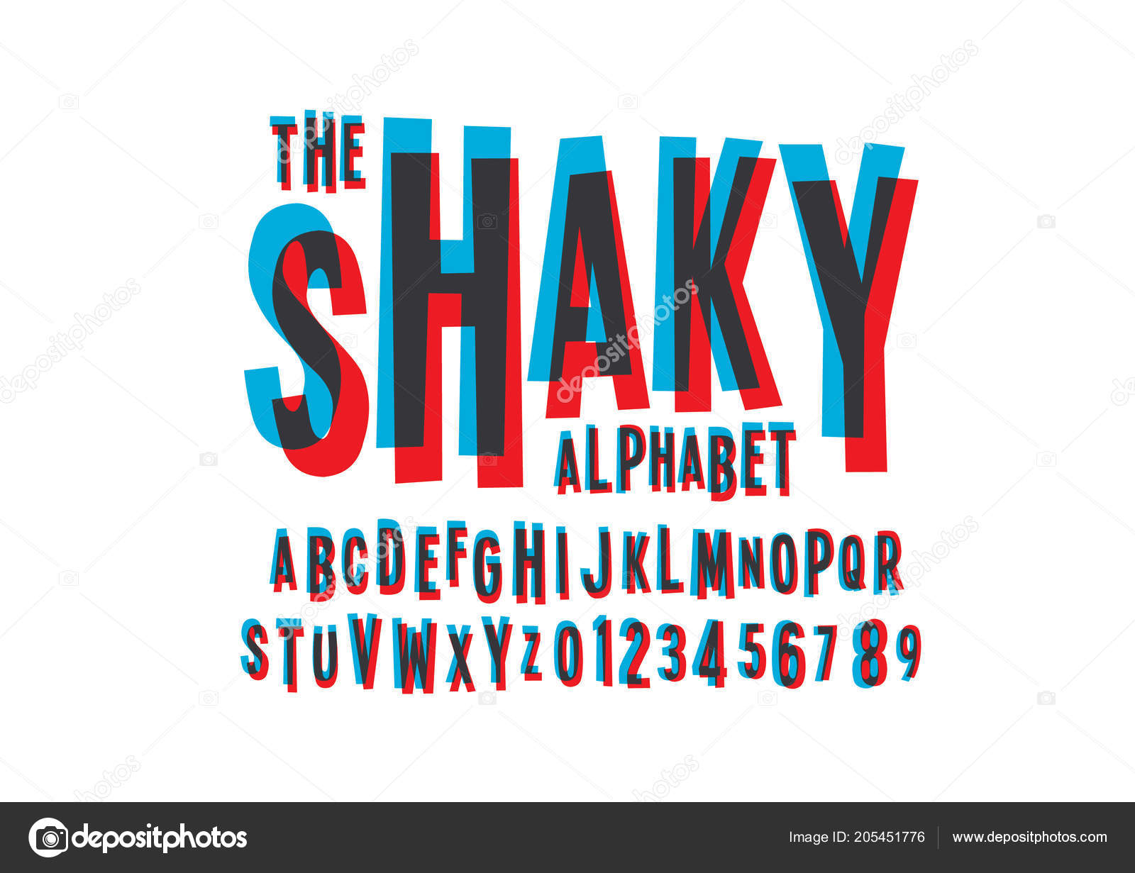 Stylized Font Alphabet Word Shaky Vector Illustration — Stock Vector ...
