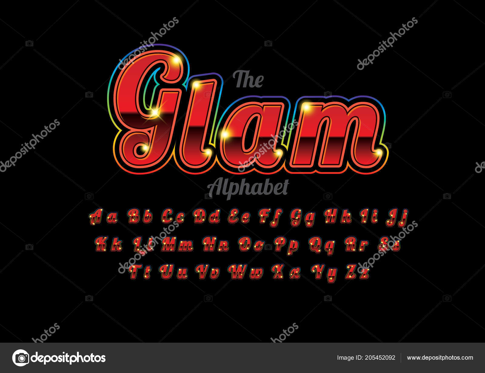 Stylized Font Alphabet Word Glam Vector Illustration Stock Vector Image ...