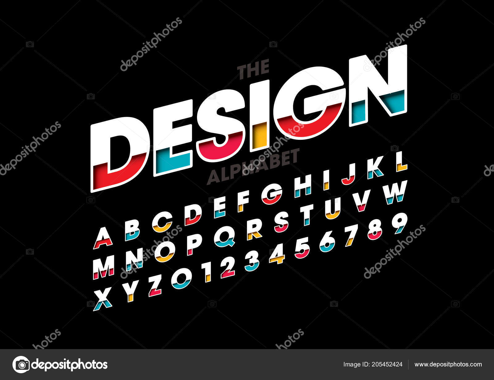 Stiliserat Teckensnitt Och Alfabetet Med Ordet Design ...