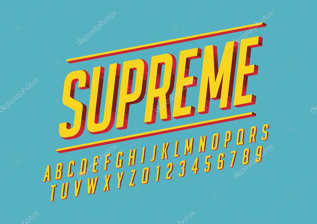 Fuente Estilizada Alfabeto Con Palabra Suprema Ilustración Vectorial ...